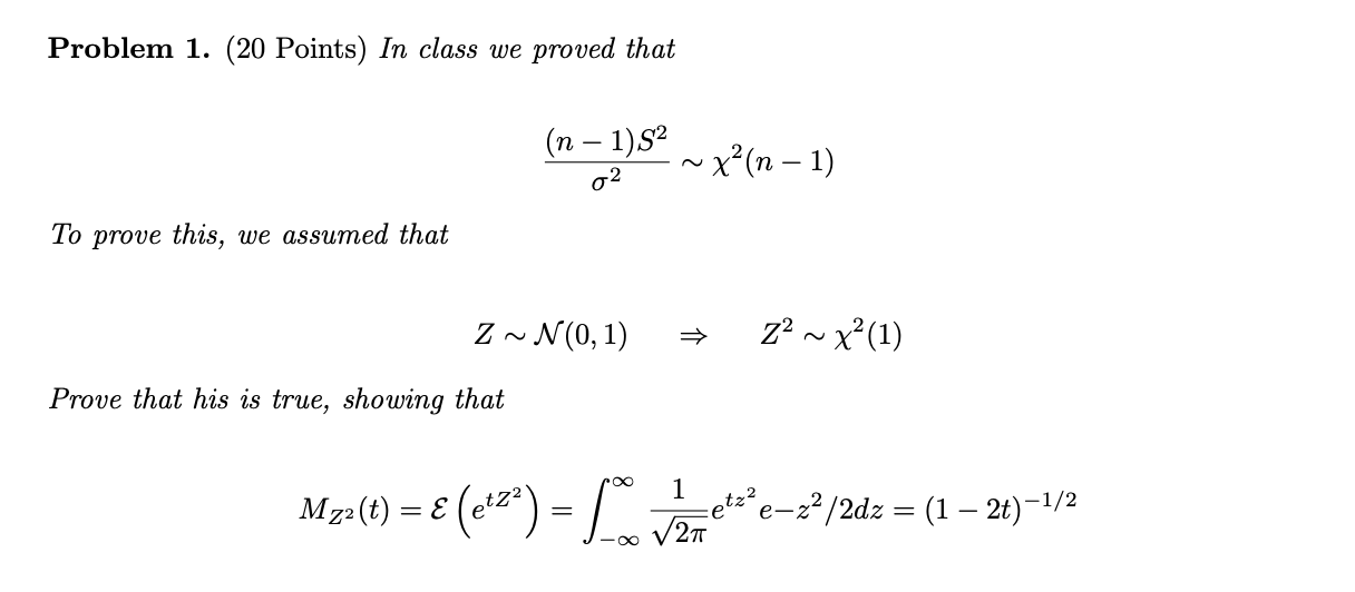 Solved Problem 1. (20 Points) In class we proved that | Chegg.com