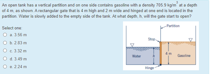 Solved 3 An open tank has a vertical partition and on one | Chegg.com