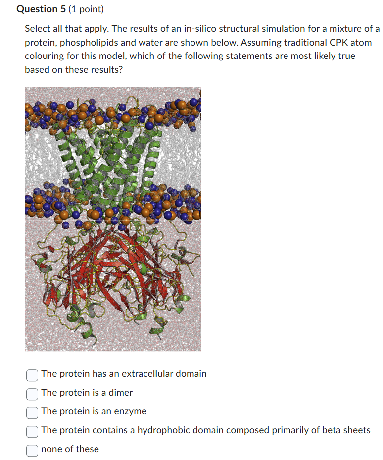 Solved Question 5 (1 ﻿point) ﻿Select all that apply. The | Chegg.com