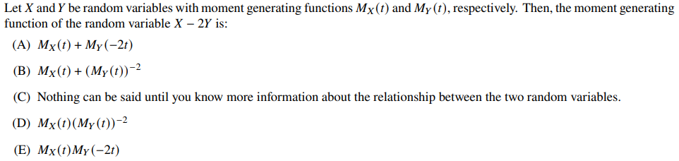 Solved Let X and Y be independent random variables with | Chegg.com