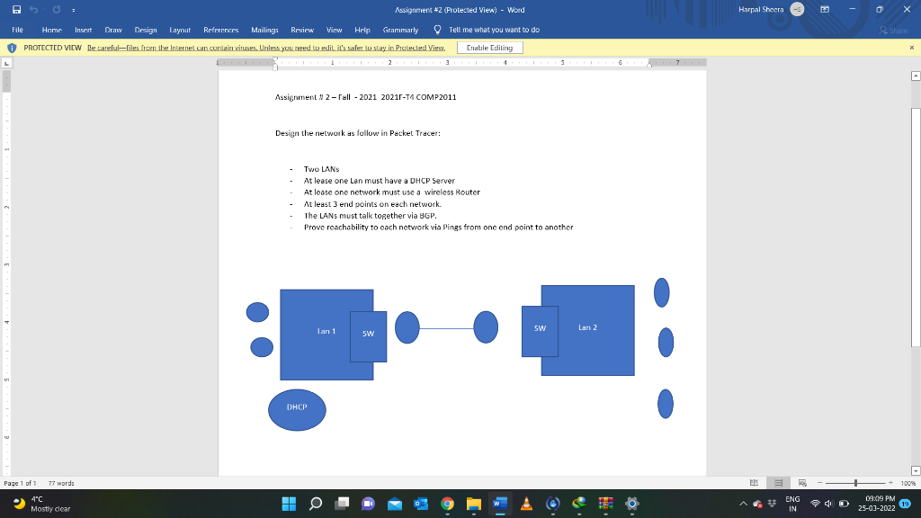 Solved Assignment #2 (Protected view) - Word Harpal Sheera - | Chegg.com