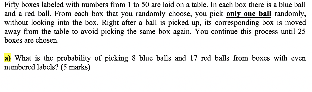 Solved Fifty boxes labeled with numbers from 1 to 50 are | Chegg.com