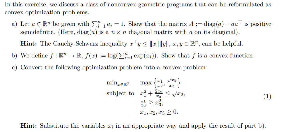 Solved In this exercise, we discuss a class of nonconvex | Chegg.com