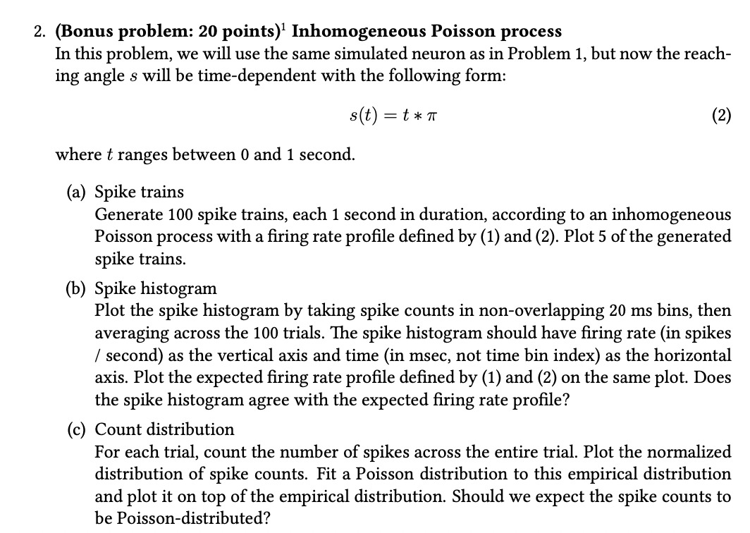 (Bonus problem: 20 points) 1 Inhomogeneous Poisson | Chegg.com