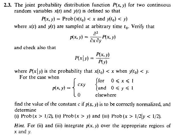 P(x, y) 2.3. The joint probability distribution | Chegg.com