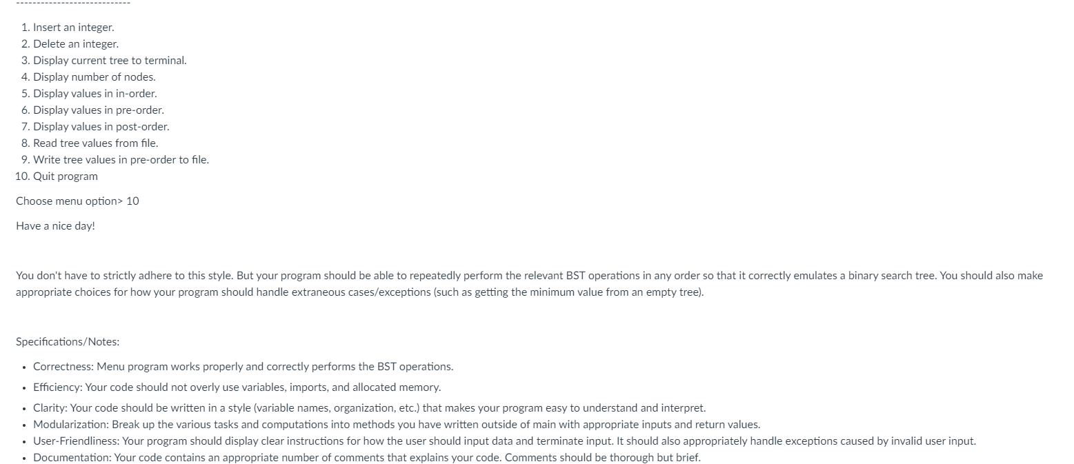 Solved \r\n1. Insert an integer. 2. Delete an integer. 3. | Chegg.com Solved \r\n1. Insert an integer. 2. Delete an integer. 3. | Chegg.com