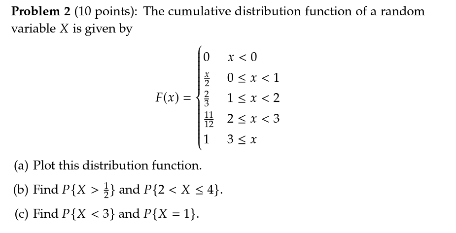 Solved Problem 2 (10 points): The cumulative distribution | Chegg.com