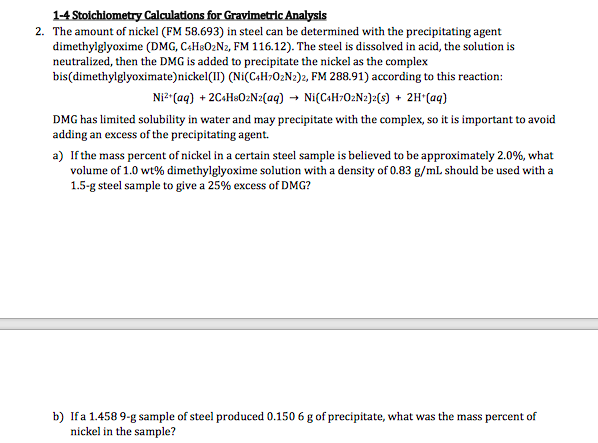 Solved 1-4 Stoichiometry Calculations for Gravimetric | Chegg.com