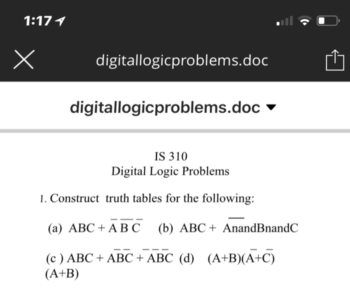 Solved 1:171 digitallogicproblems.doc | Chegg.com