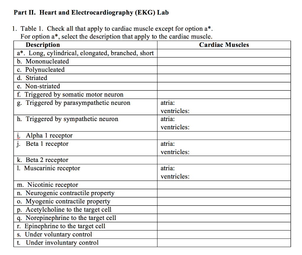 Solved Part II. Heart and Electrocardiography (EKG) Lab 1. | Chegg.com
