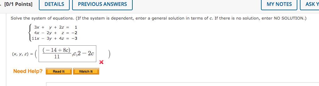 Solved Solve the system of equations. (If the system is | Chegg.com