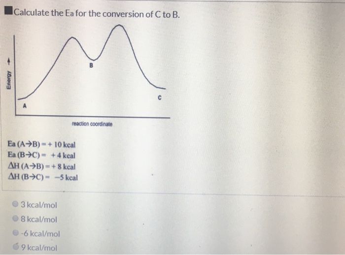 Solved Calculate the Ea for the conversion of C to B. | Chegg.com