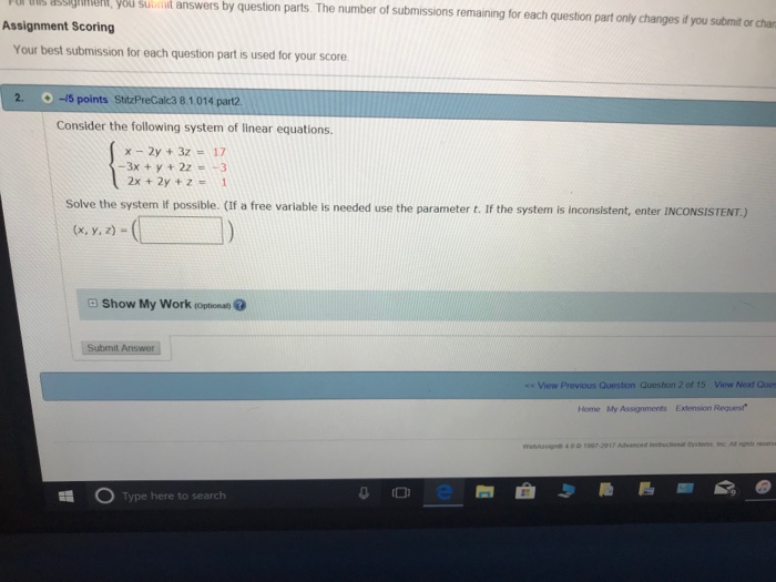 Solved assigltment, you suat answers by question parts. | Chegg.com