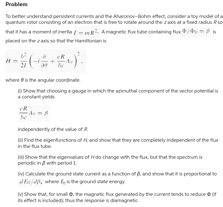 Solved To better understand persistent currents and the | Chegg.com