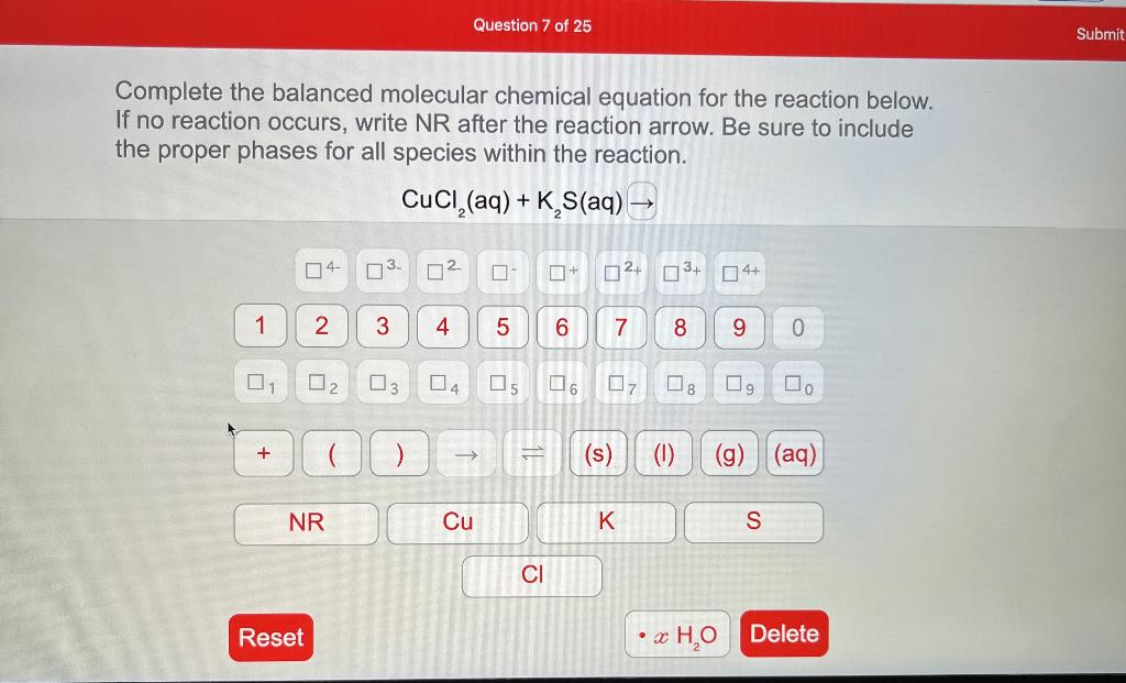 Solved Complete the balanced molecular chemical equation for | Chegg.com