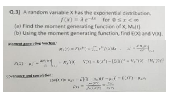 Solved Q.3) A random variable X has the exponential | Chegg.com