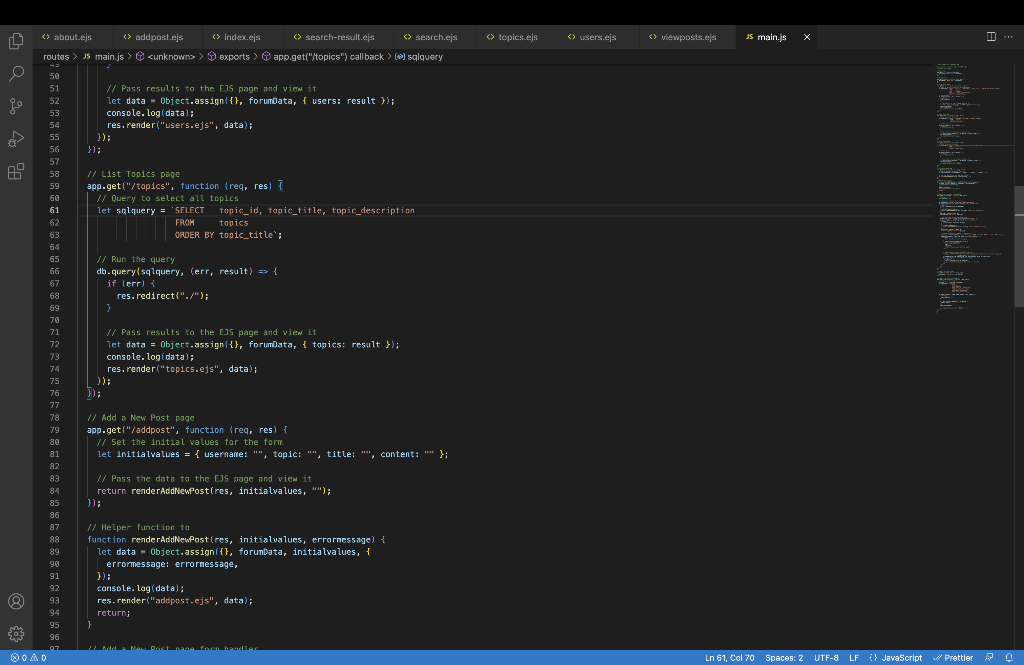 Solved Hi I used Visual Stuidiio Code. I need to add 3 basic | Chegg.com