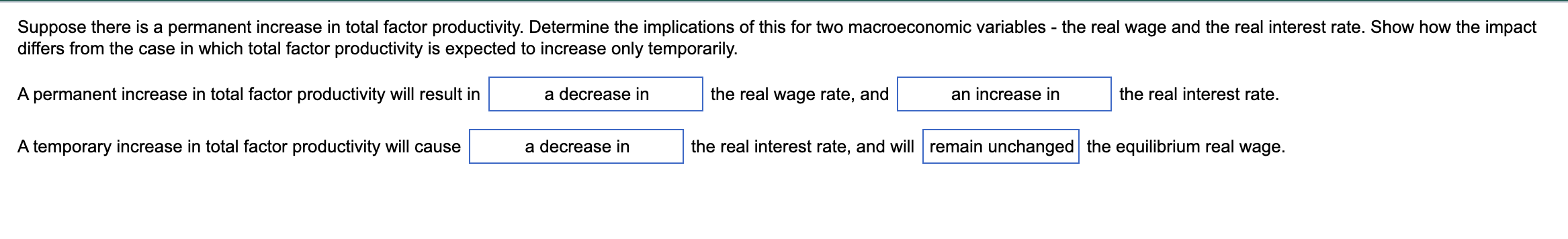 Solved Suppose there is a permanent increase in total factor | Chegg.com