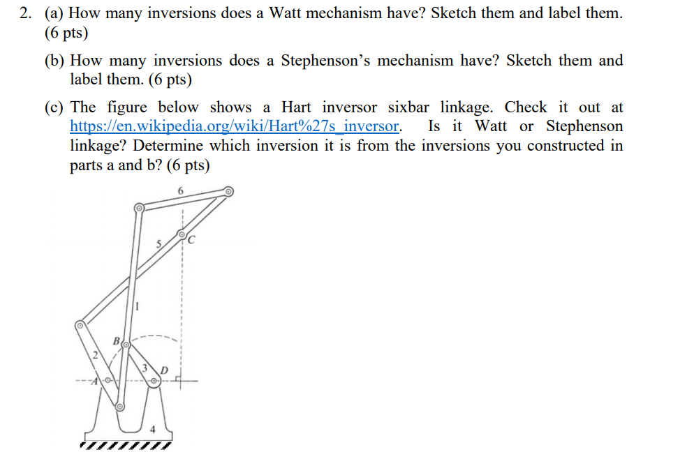 Solved 2. (a) How many inversions does a Watt mechanism | Chegg.com
