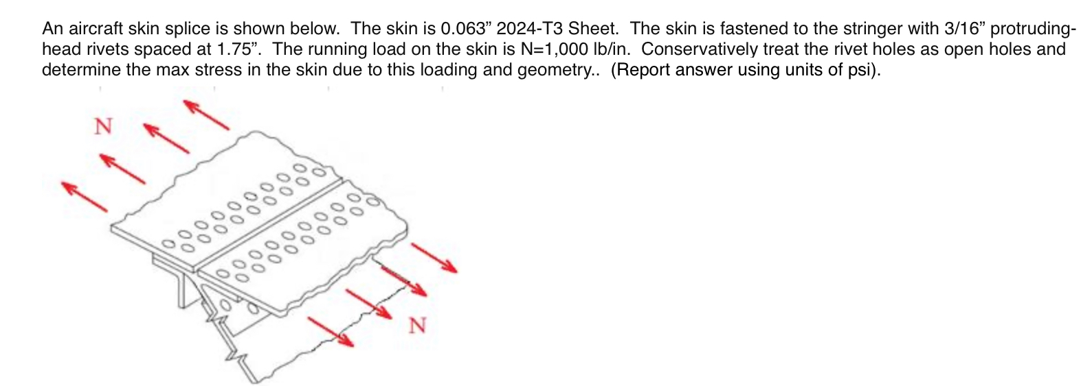 Solved An aircraft skin splice is shown below. The skin is | Chegg.com