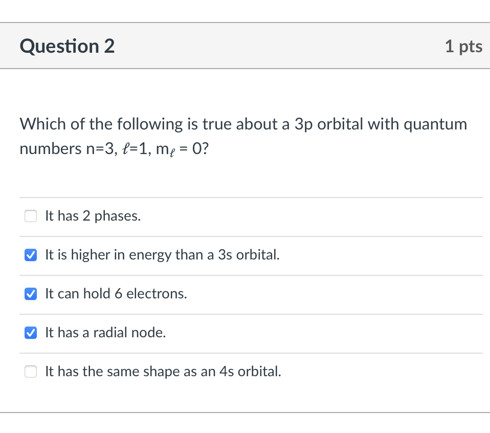 Solved Which of the following is true about a 3p orbital | Chegg.com