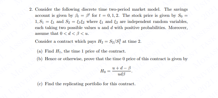 Solved 2 Consider The Following Discrete Time Two Period