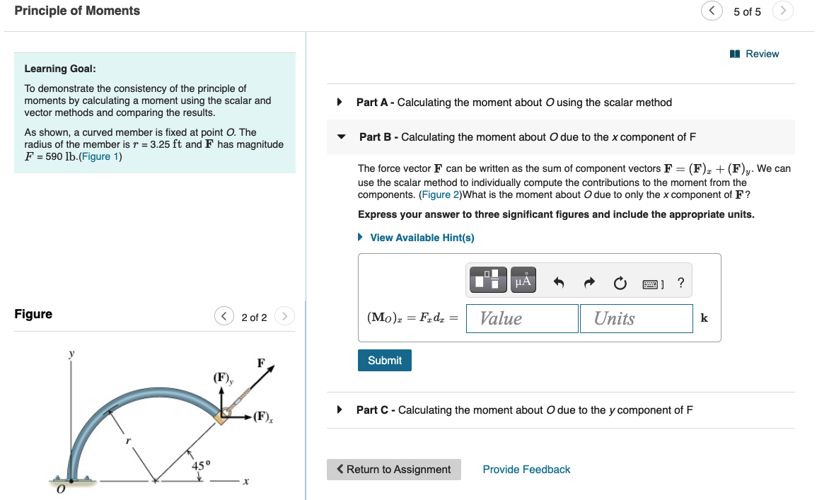 Solved Principle of Moments 5 of 5 1 Review Part A - | Chegg.com