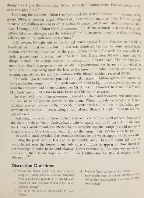 Solved Case 67 Bhopal When Safety Standards Differ Bhopal 