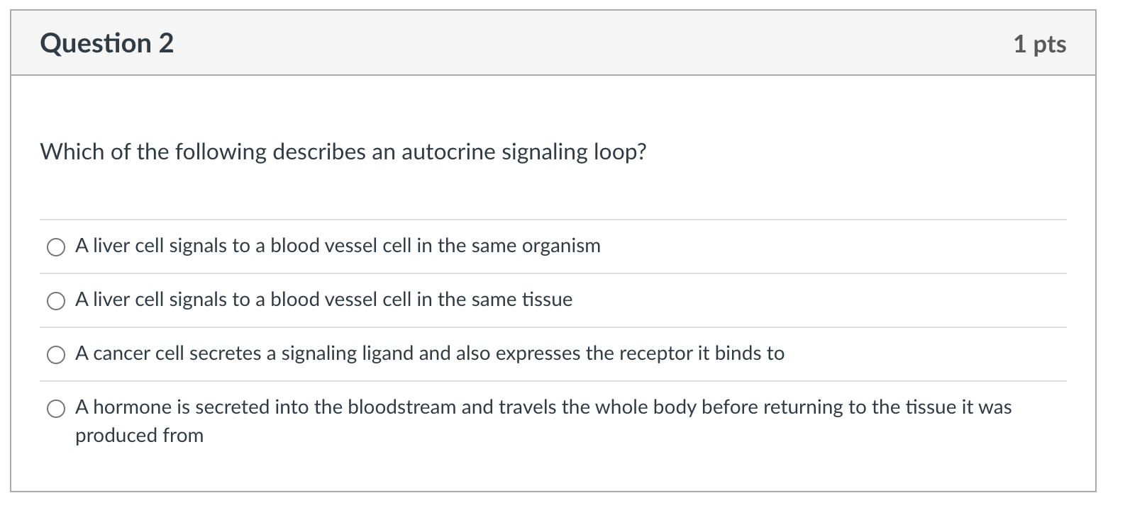 Solved Which of the following describes an autocrine | Chegg.com