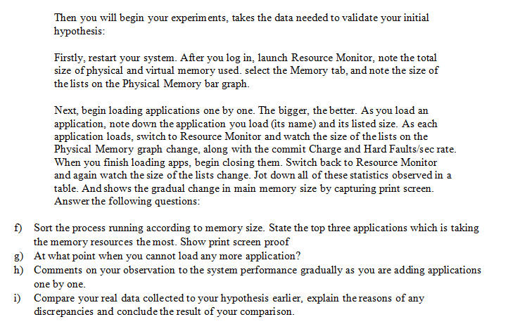2.4 Doing experiment on memory management with resmon | Chegg.com