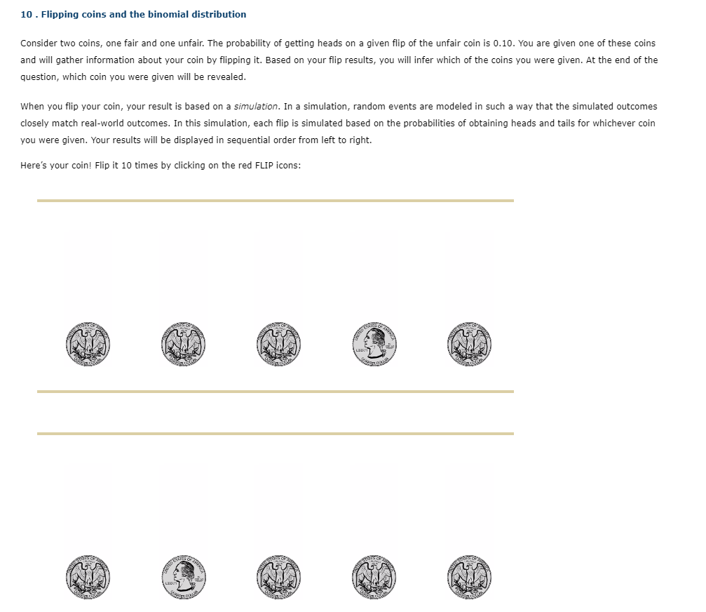 Solved 10. Flipping coins and the binomial distribution | Chegg.com