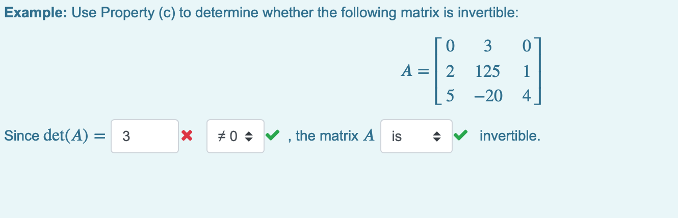 Solved Example: Use Property (c) to determine whether the | Chegg.com