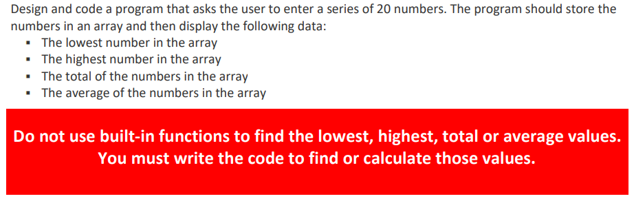 Solved Design and code a program that asks the user to enter | Chegg.com