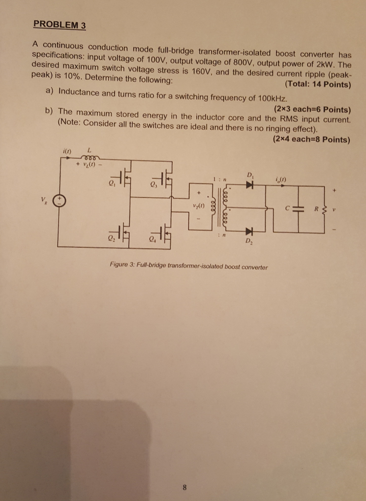 Solved PROBLEM 3 A continuous conduction mode full-bridge | Chegg.com