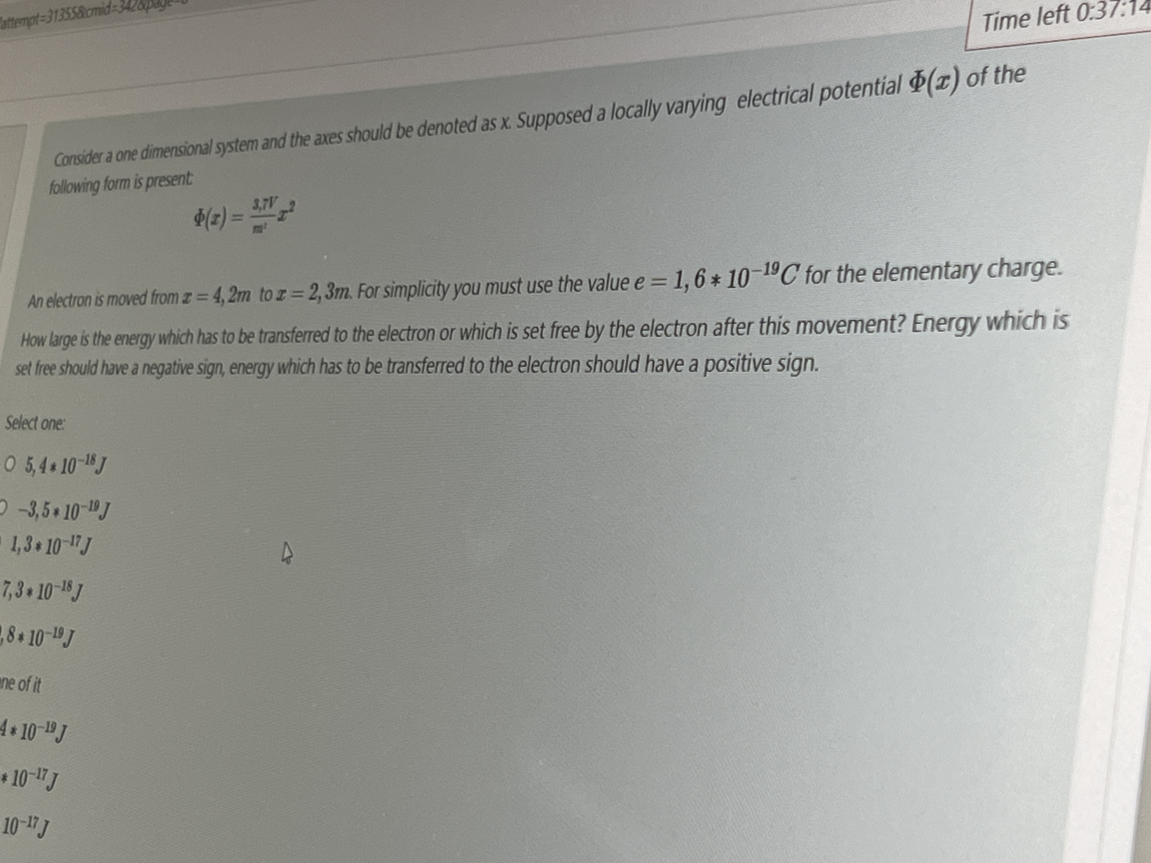 Solved Consider a one dimensional system and the axes should | Chegg.com