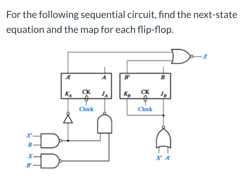 Solved For the following sequential circuit, find the | Chegg.com