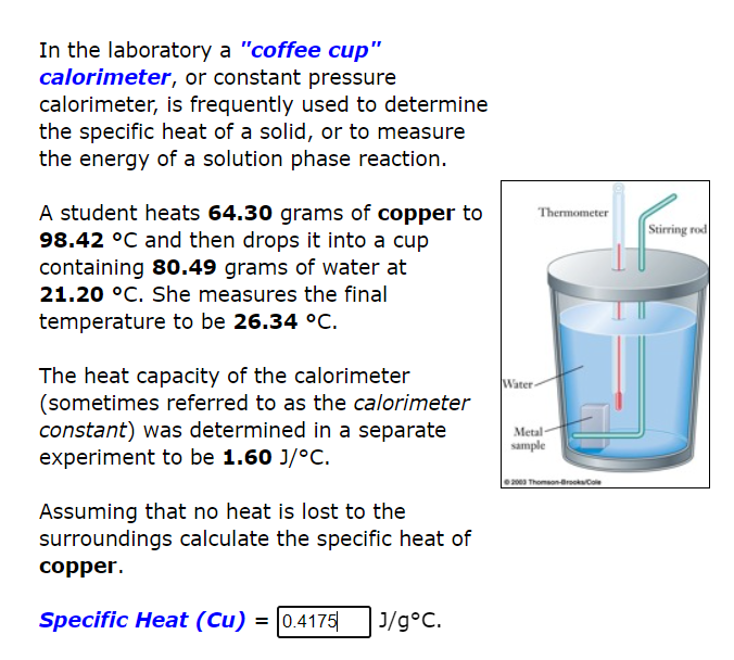 Solved In the laboratory a "coffee cup" calorimeter, or | Chegg.com