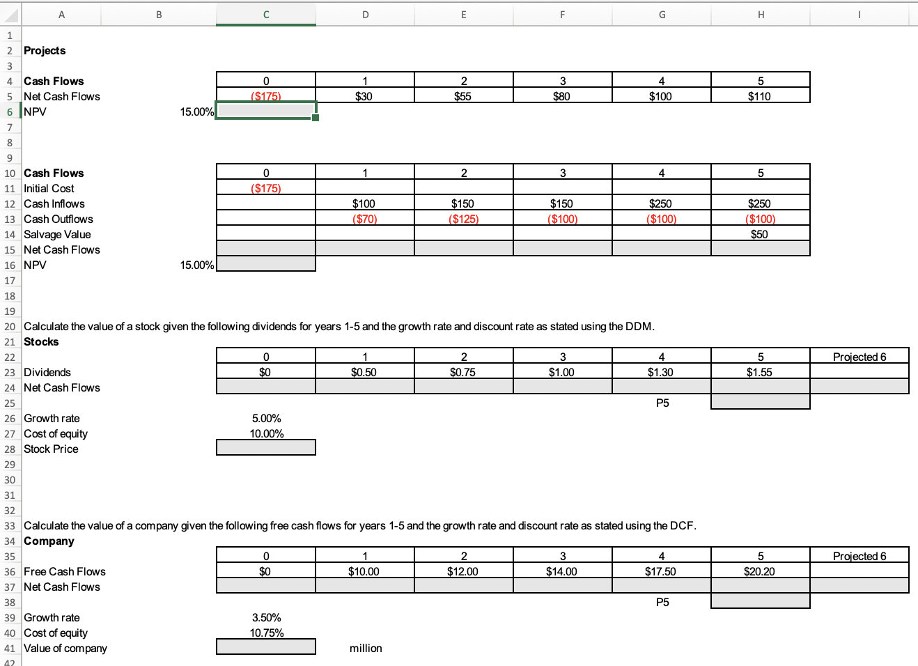 Solved Calculate the value of a stock given the following | Chegg.com