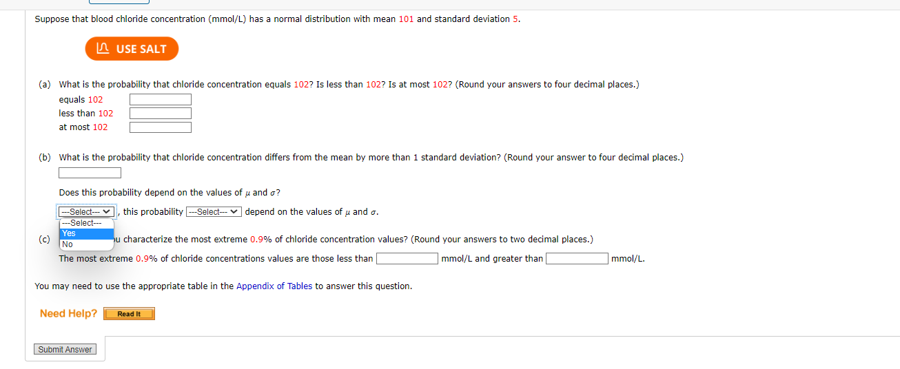 Solved Suppose that blood chloride concentration ( mmol/L ) | Chegg.com