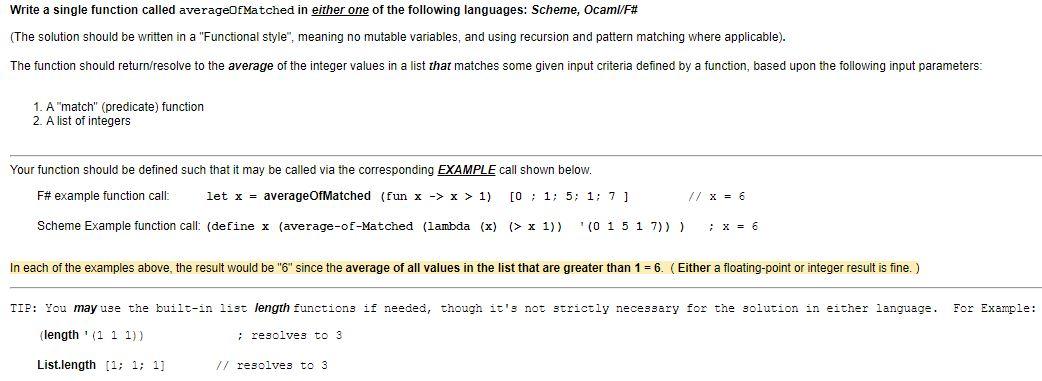 Solved Write a single function called averageOfMatched in | Chegg.com