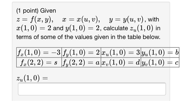 Solved Given z = f(x, y), x = x(u, v), y = y(u, v), with | Chegg.com