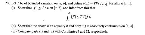 Solved 5. Let f be of bounded variation on [a,b], and define | Chegg.com