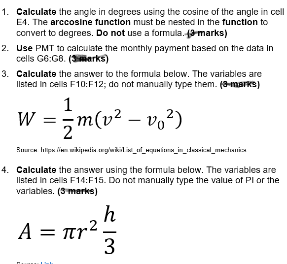 Solved 1. Calculate the angle in degrees using the cosine of | Chegg.com