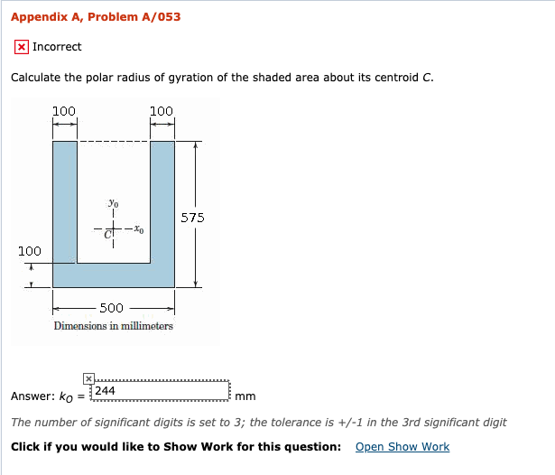 Solved Appendix A. Problem A/053 X Incorrect Calculate the | Chegg.com