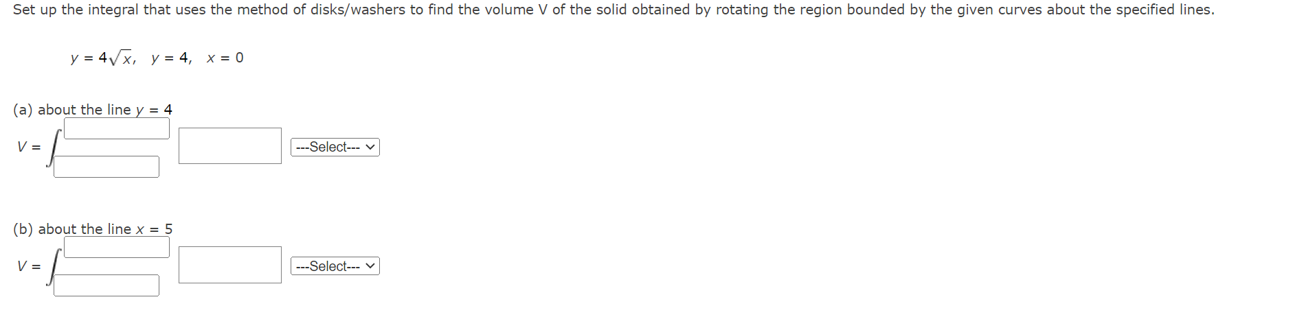 Solved Set up the integral that uses the method of | Chegg.com