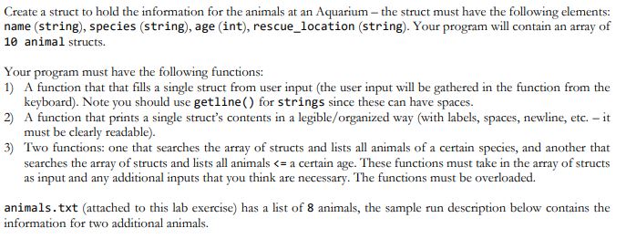 Solved animal.txt - Notepad File Edit Format View Help | Chegg.com