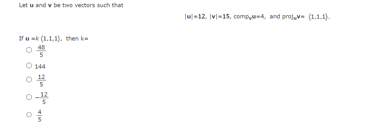 Solved Let u and v be two vectors such that | Chegg.com