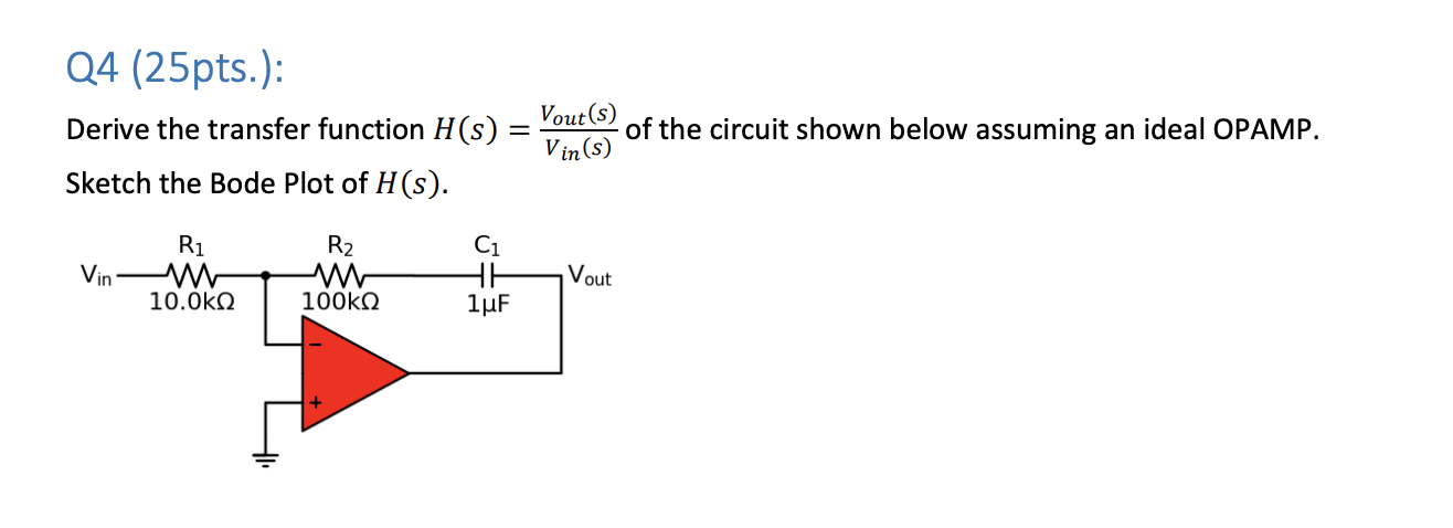 Solved Q4 (25pts.): Derive the transfer function H(s) = | Chegg.com