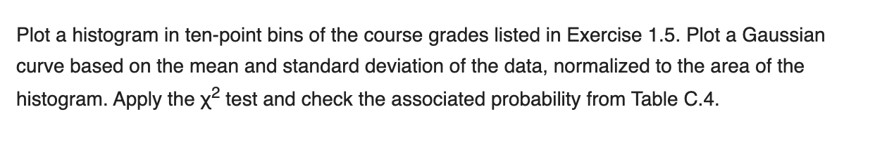 Solved Plot a histogram in ten-point bins of the course | Chegg.com