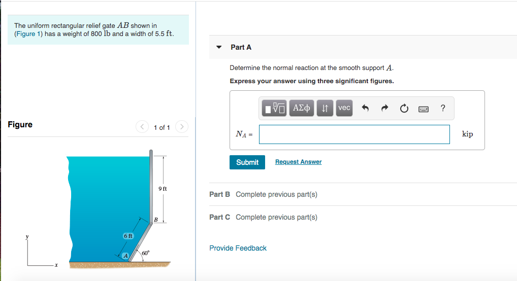 Solved The uniform rectangular relief gate AB shown in | Chegg.com